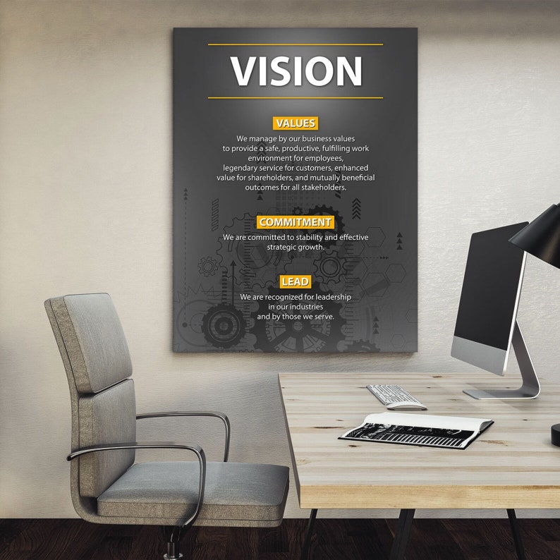 Company Vision Office Decor Corporate Statement Wall Art Team Poster ...