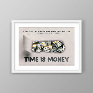 Time is Money Quote Motivational Wall Art, Investor Office Decor ...