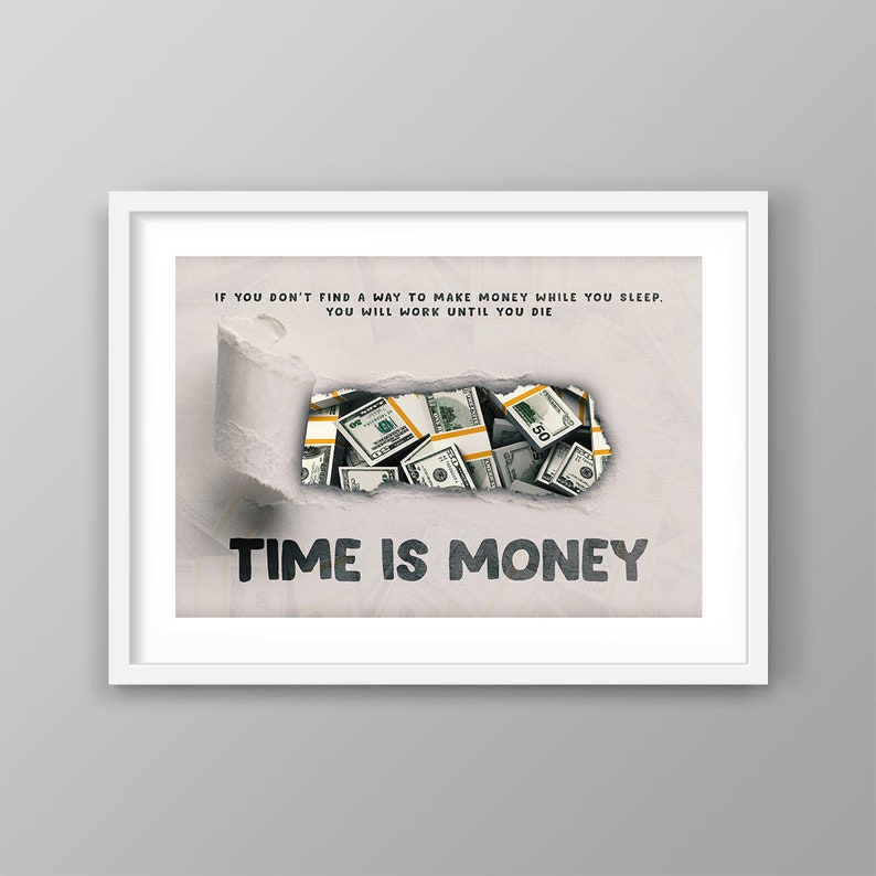 Time is Money Quote Motivational Wall Art, Investor Office Decor ...