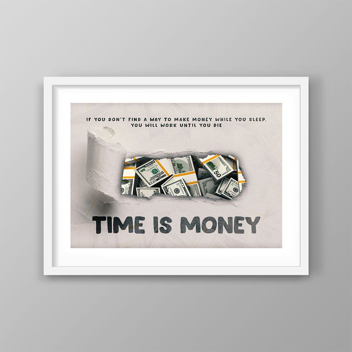 Time is Money Quote Motivational Wall Art, Investor Office Decor ...
