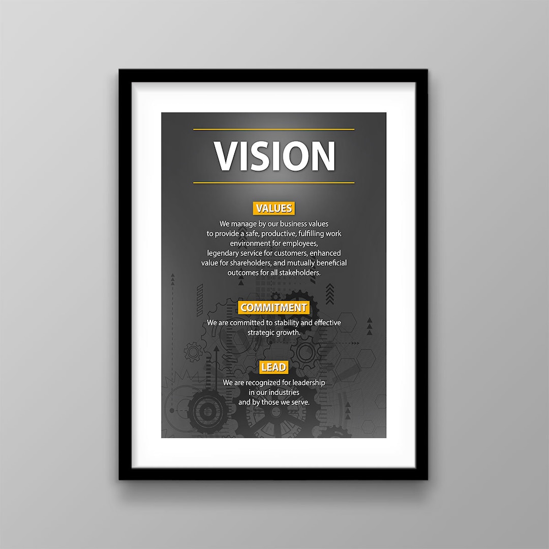 Company Vision Office Decor Corporate Statement Wall Art Team Poster ...