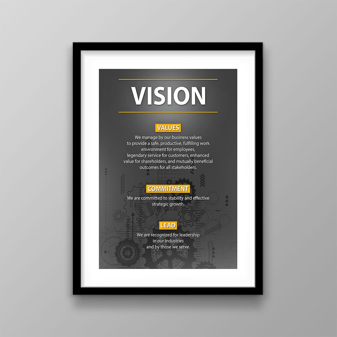Company Vision Office Decor Corporate Statement Wall Art Team Poster ...