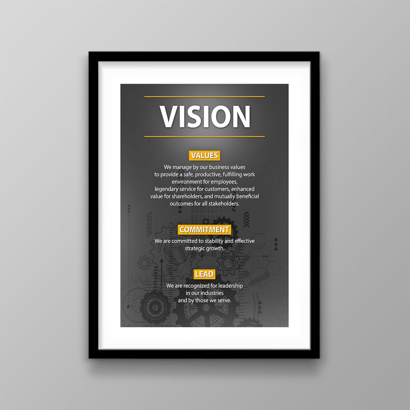 Company Vision Office Decor Corporate Statement Wall Art Team Poster ...
