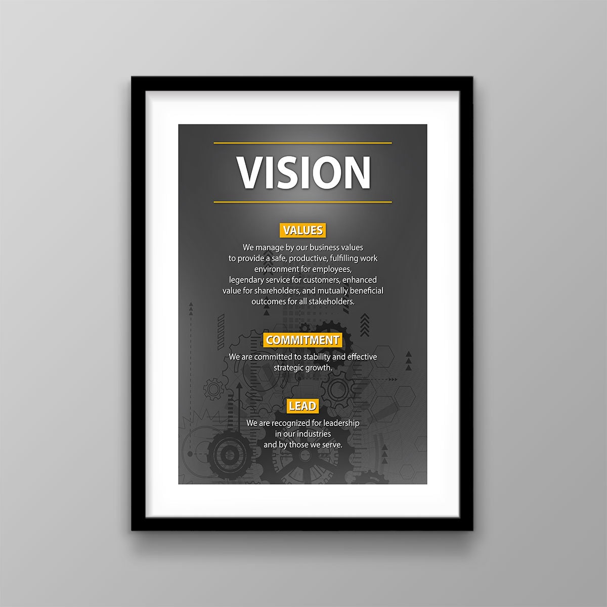 Company Vision Office Decor Corporate Statement Wall Art Team Poster ...