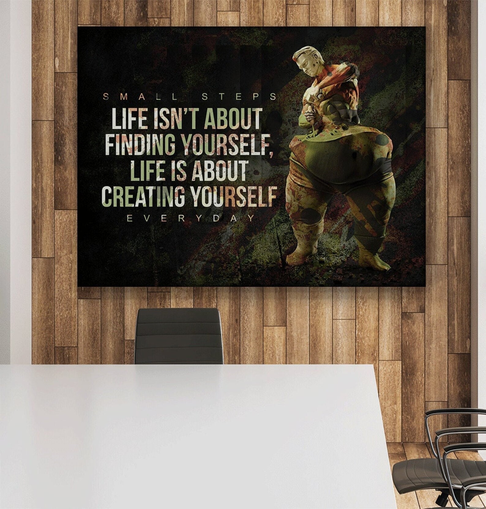 Self Made Man Printable Wall Art Office Decor, Motivational Man Statue ...