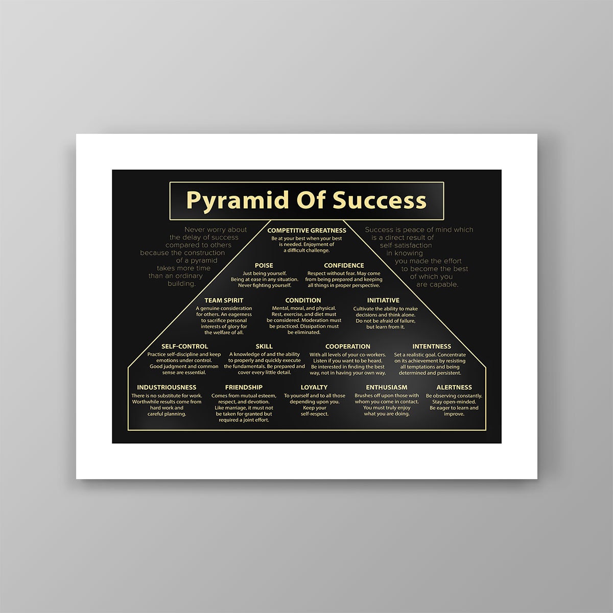 Pyramid of Success Printable Coach Team Spirit Office Decor ...