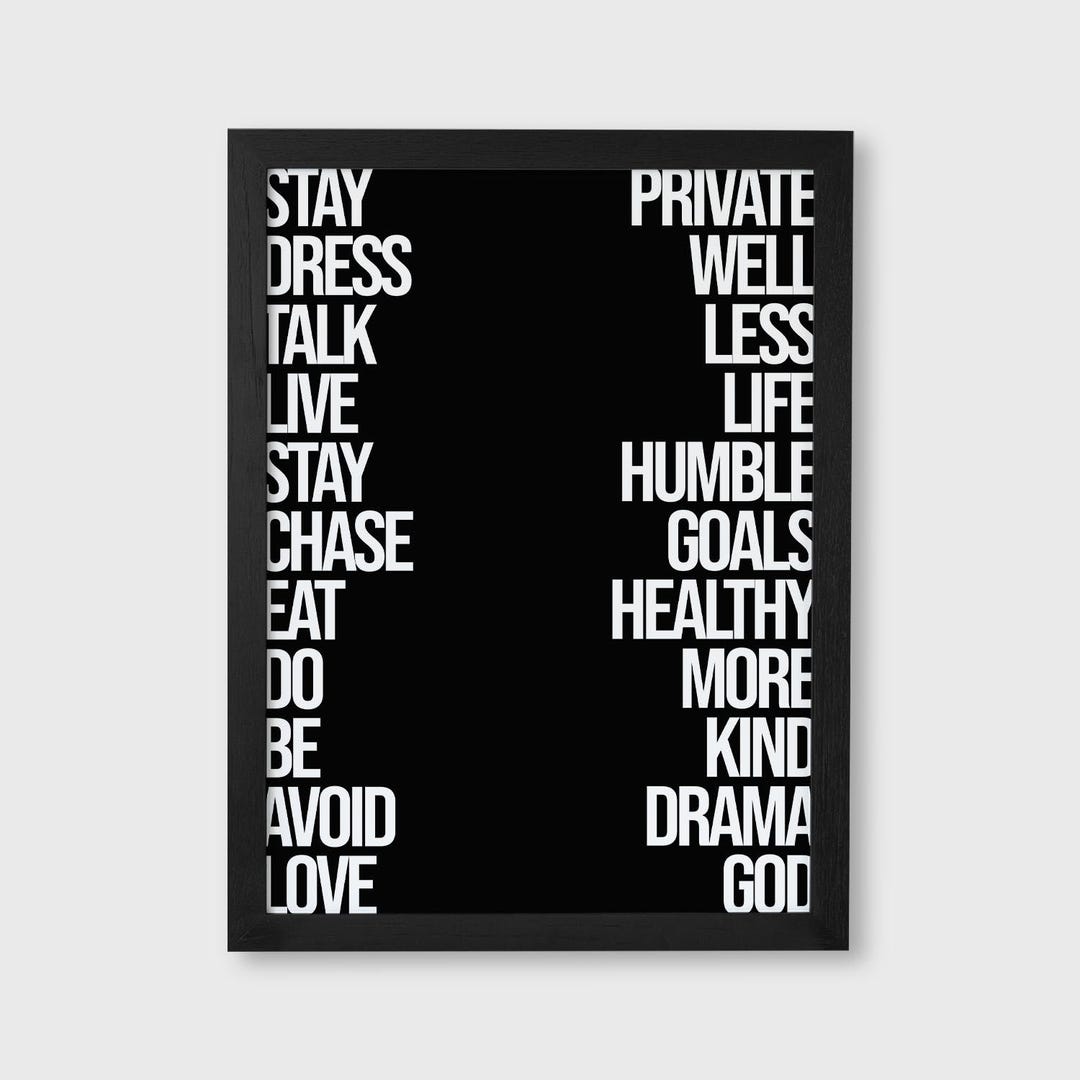 Minimalist Typography Wall Art Print, Motivational Quotes Poster, Black ...