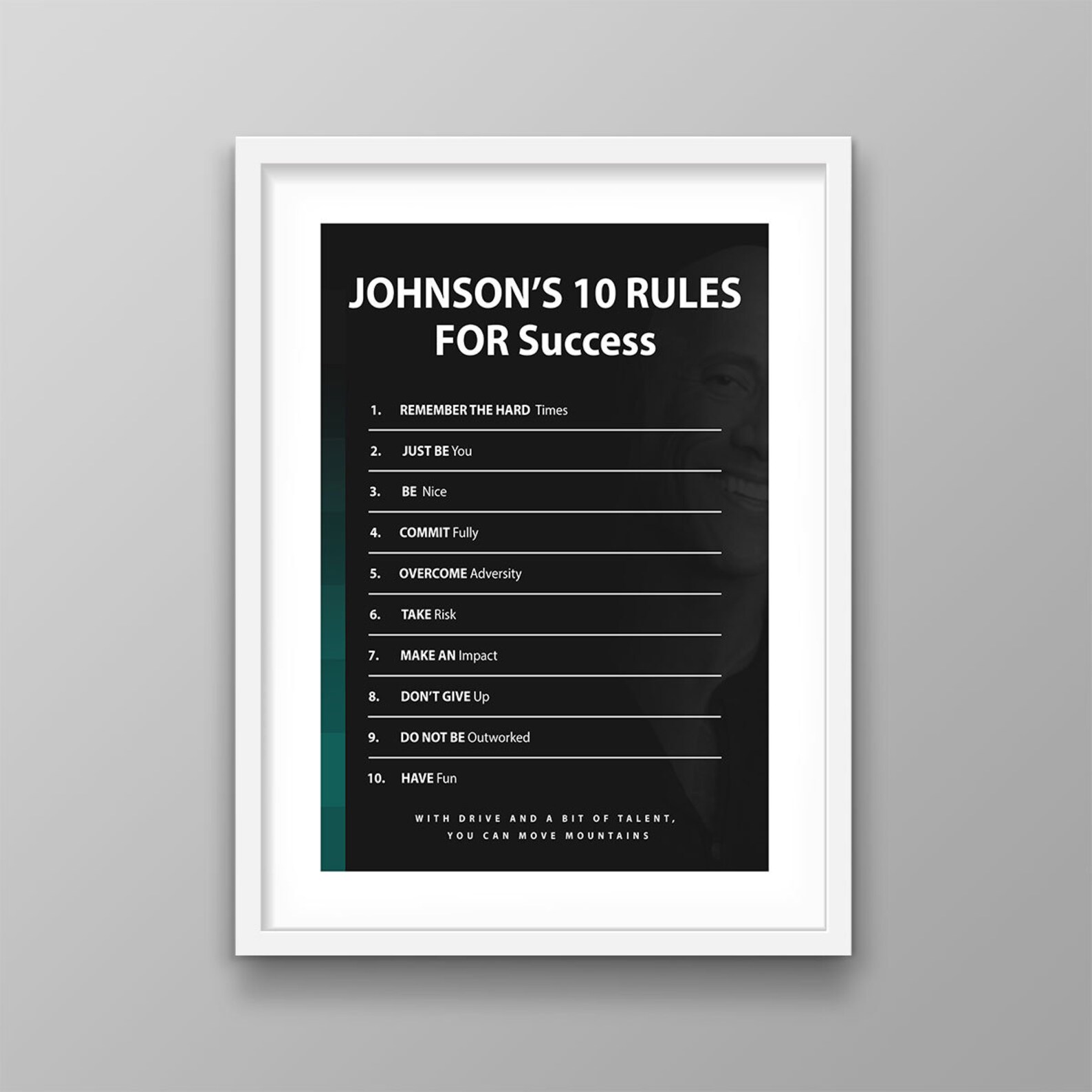 Dwayne the Rock Johnson Wall Art, 10 Rules for Success Printable ...