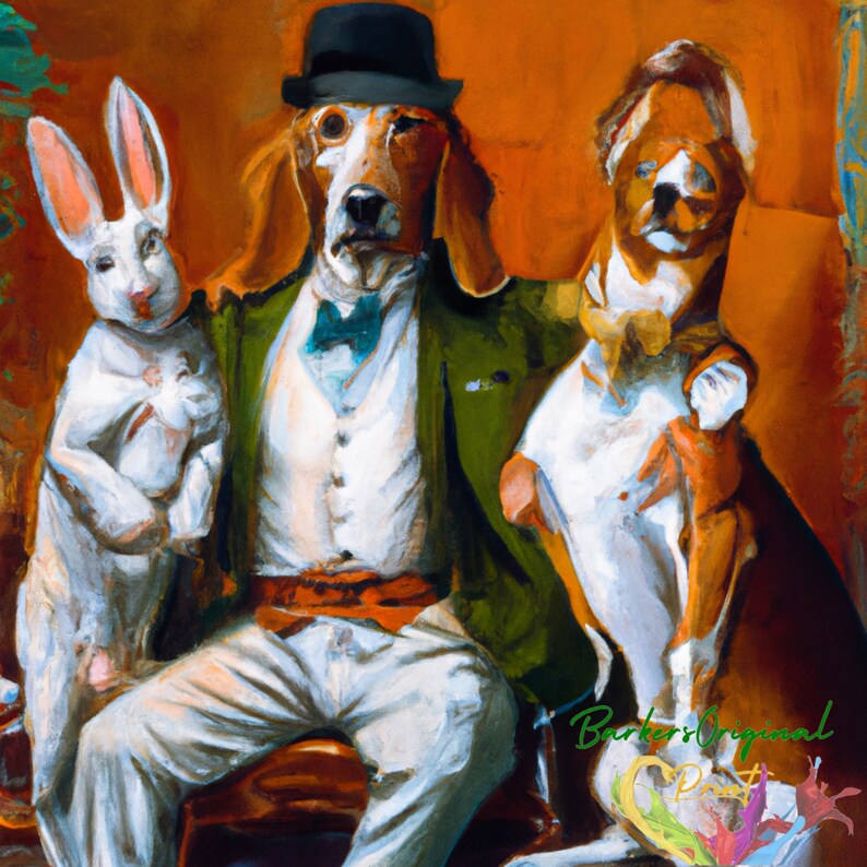 Unique Animal Painting Dog Wall Art Hunting Portrait Animal Art Wall ...