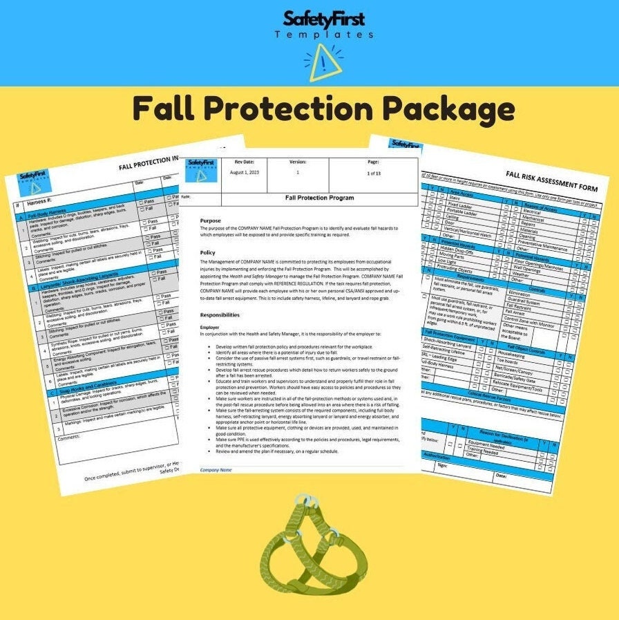 Fall Protection Policy | Workplace Safety Forms | Health and Safety ...