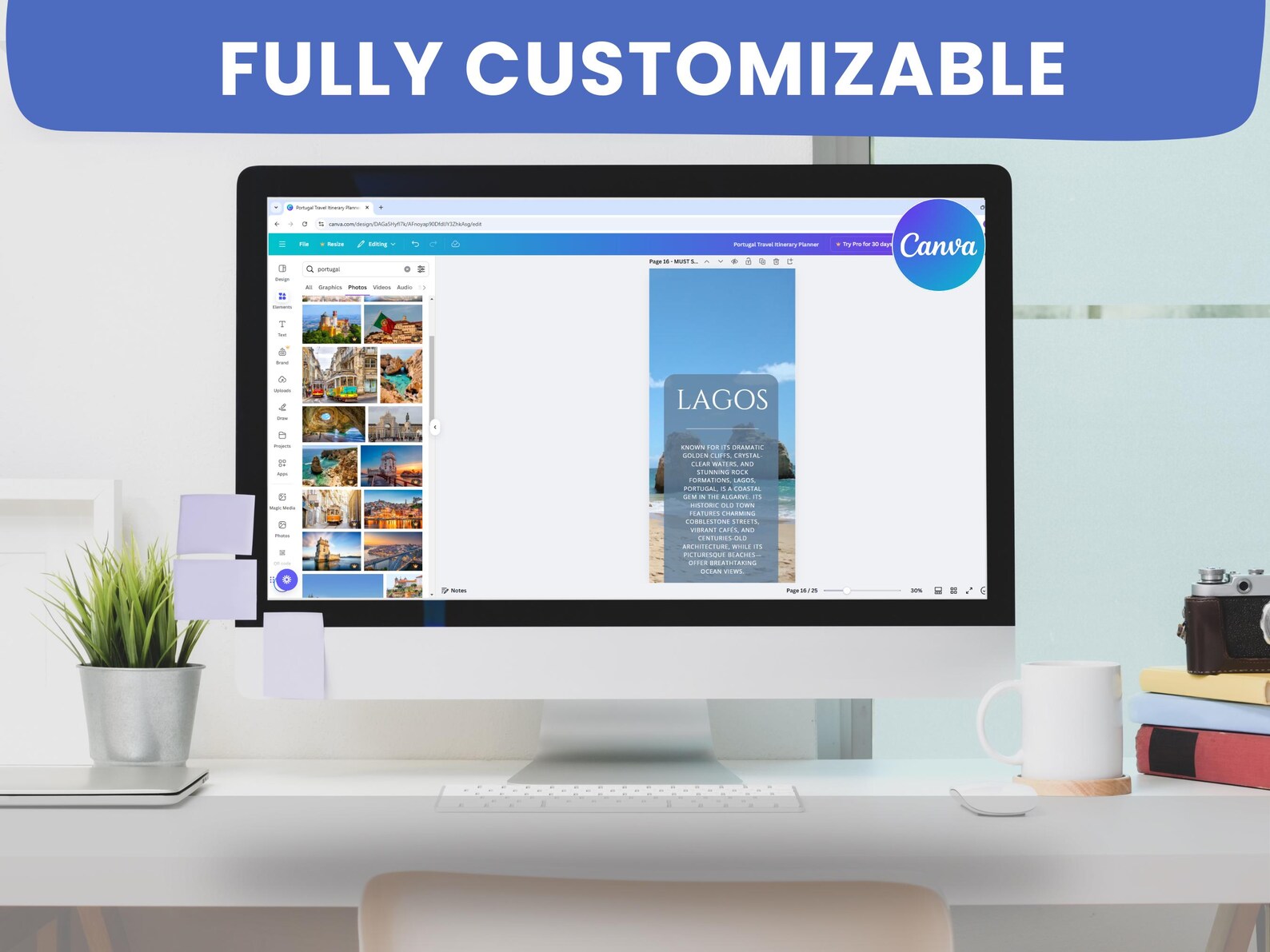 Editable Digital Travel Itinerary Planner Template | 25-page Canva Trip ...