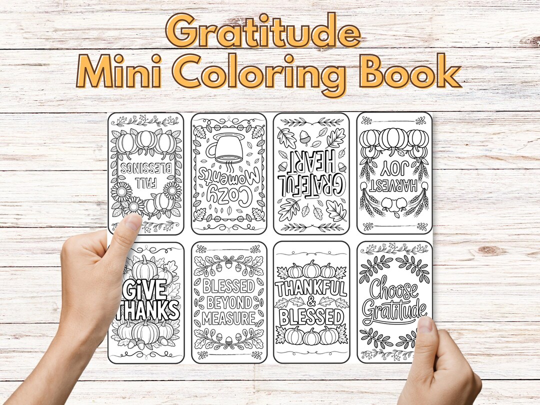 Printable Mini Thanksgiving Coloring Book • Foldable Gratitude ...