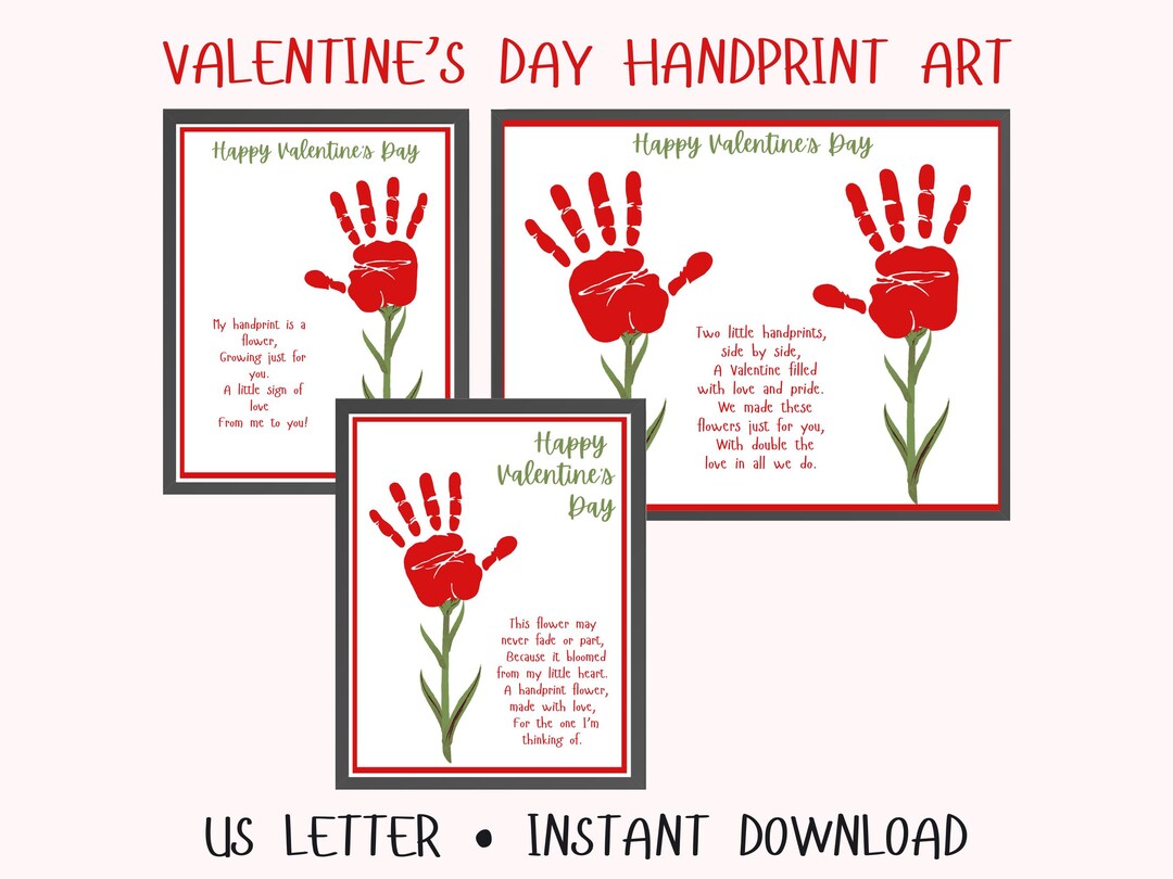 Valentine Handprint Art Printable | Kids Valentine Craft, Sibling ...