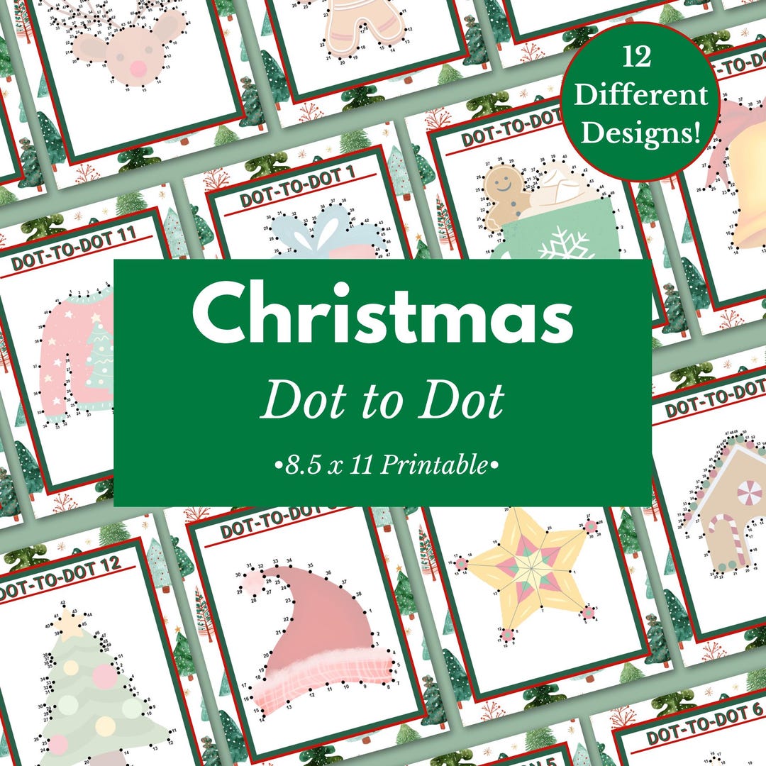 Christmas Dot to Dot Printable Activities Worksheet for Kids 12 Pages ...