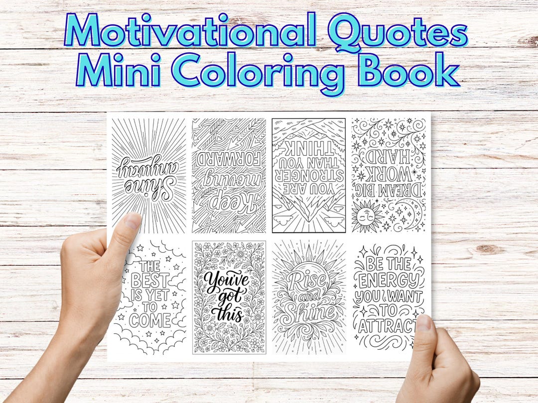 Mini Motivational Quote Coloring Book Printable • Foldable Pocket ...