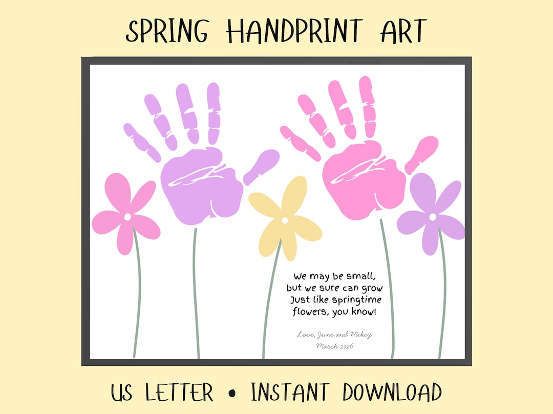 Spring Handprint Art for Two Kids, Flower Handprint Craft Kit With ...