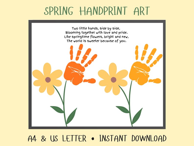 Spring Handprint Art for Two Kids, Flower Handprint Craft Kit With ...
