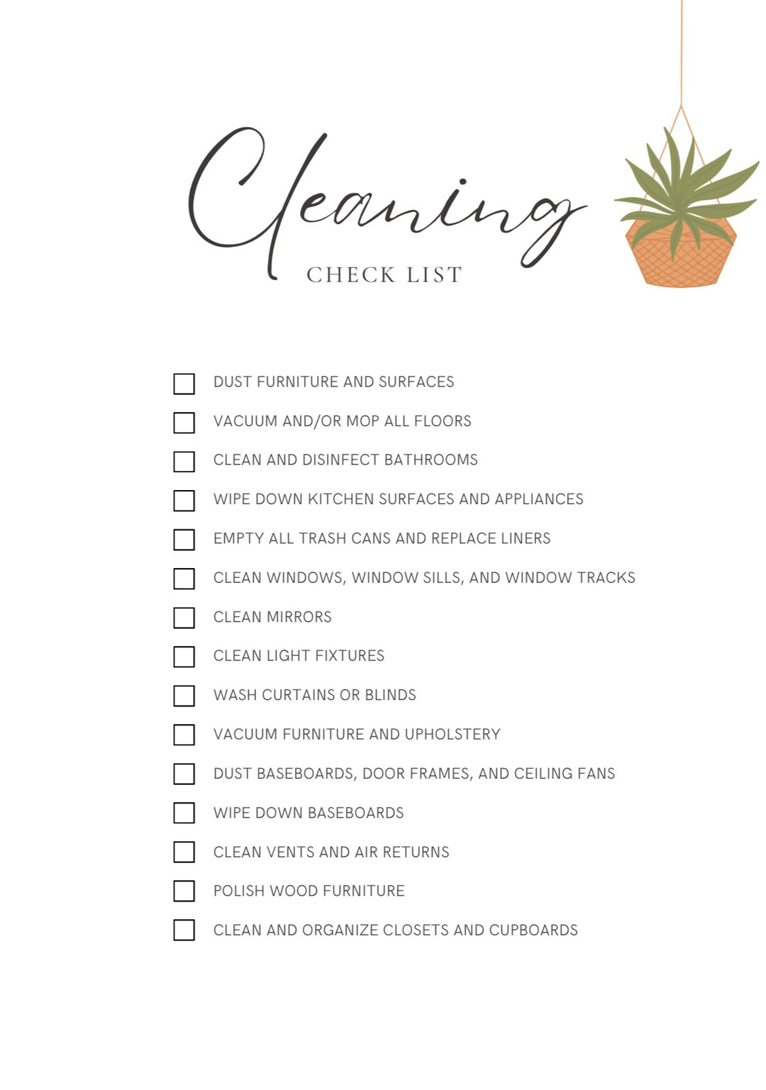Minimalistic Cleaning Checklist - Etsy