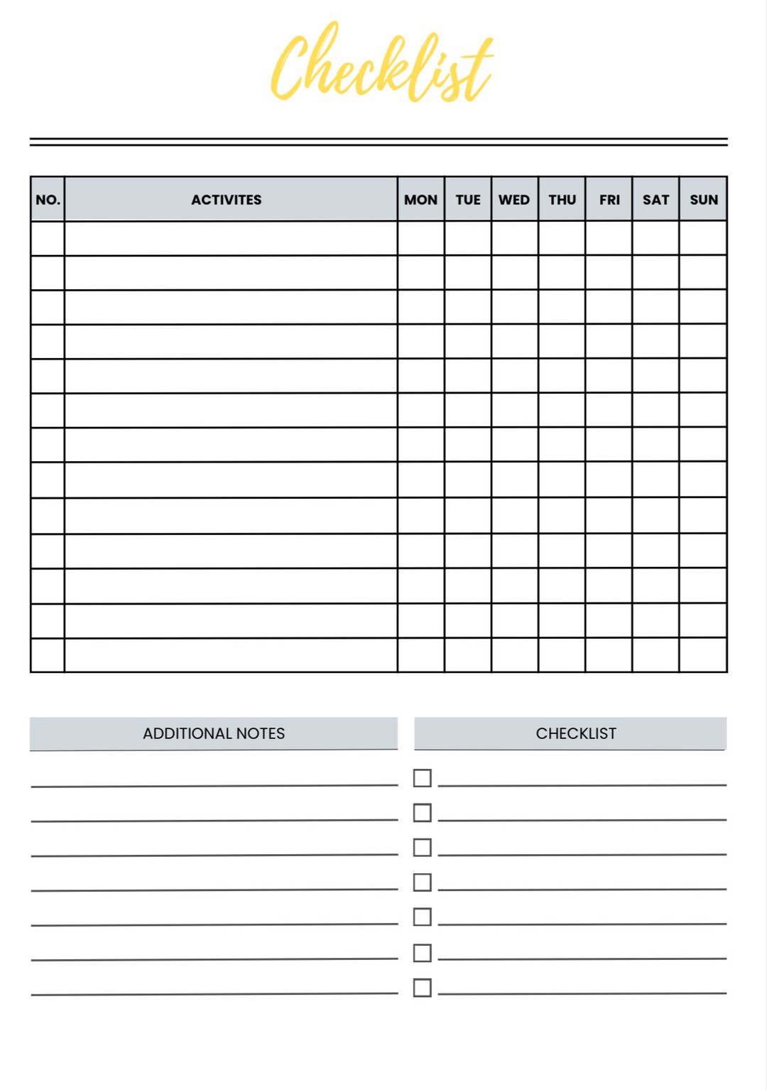 Minimalist Checklist - Etsy