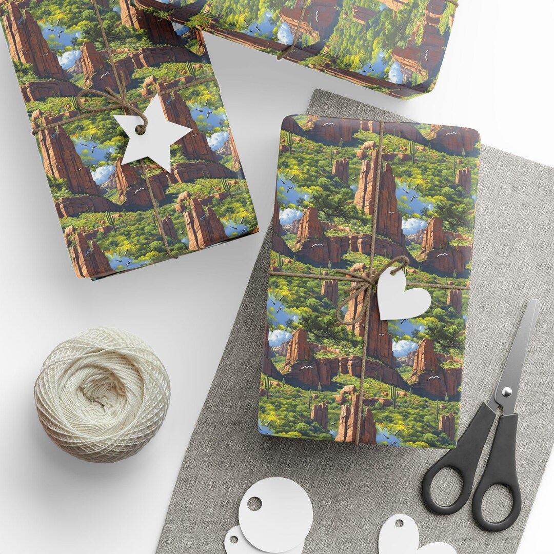 Western Wrapping Paper Vintage Wild West Landscapes With Cowboys and ...