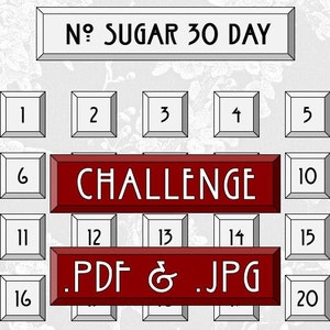 30 Day No Sugar Challenge Printable No Sugar Tracker Sugar Detox Gothic ...