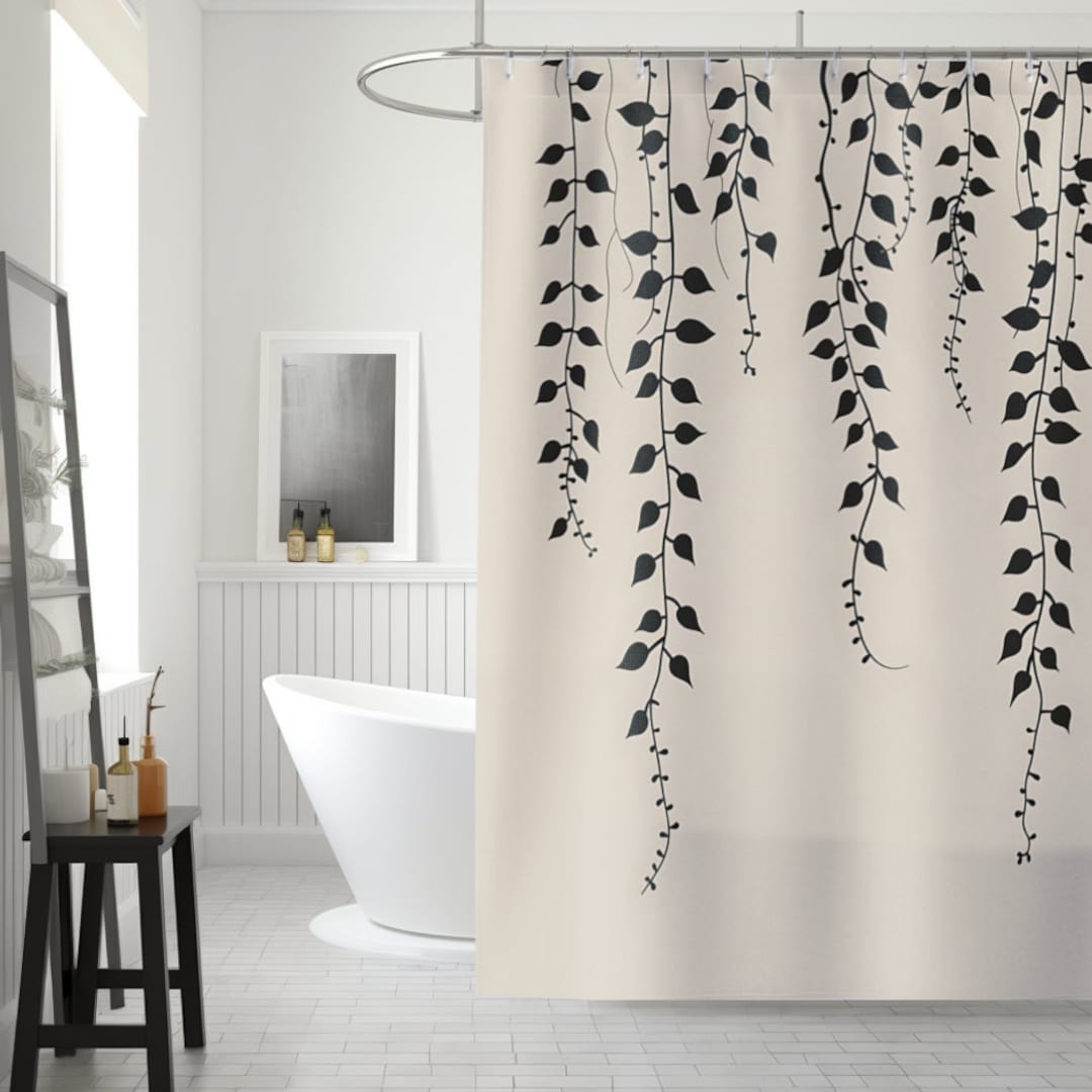Beige Vines Shower Curtain 71x74 Inch Subtle Floral Design Neutral ...