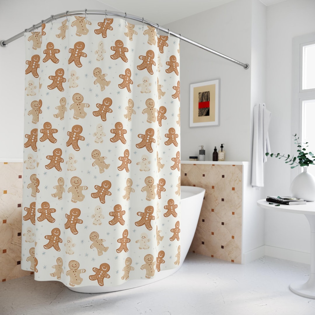 Gingerbread Pattern Shower Curtain: Festive Holiday Bathroom Decor - Etsy