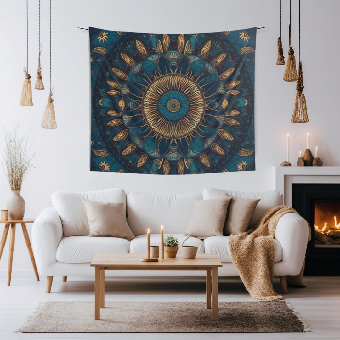 Blue and Gold Mandala Hanging Wall Art Interior Decor Versatile Decor ...