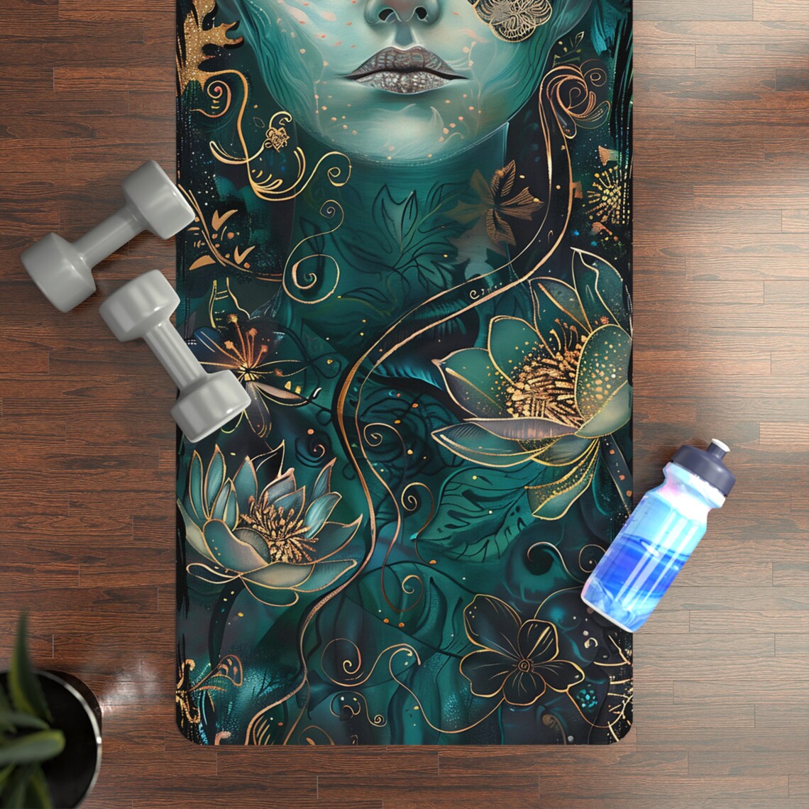 Zen Floral Yoga Mat Serene Face Design Tranquil Meditation Mat - Etsy