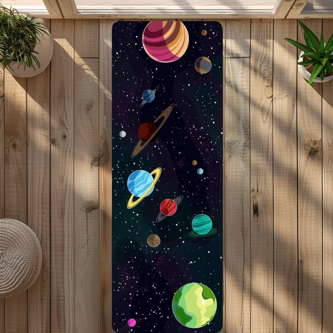 Planets Yoga Mat Solar System Design Natural Rubber Non Slip ...