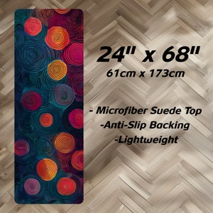 Rubber Yoga Mat Vibrant Circles Design Microfiber Suede 24″ X 68" - Etsy