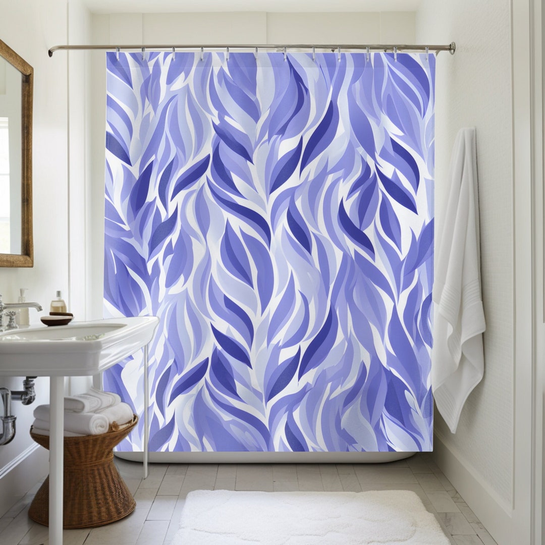 Periwinkle Leaves Shower Curtain Beautiful Home Decor Water Resistant ...
