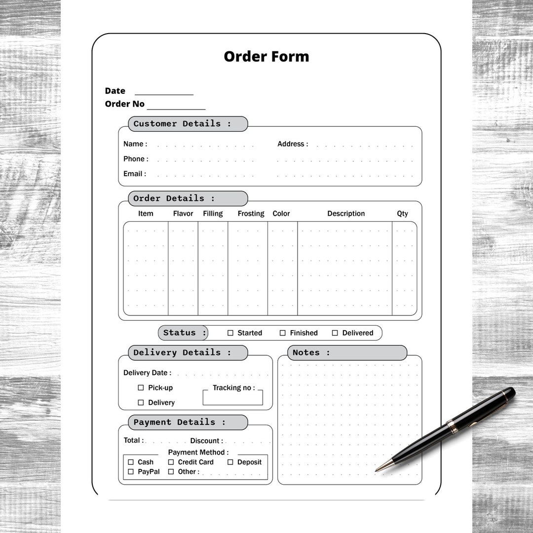 Cake Order Form, Printable Order Form, Small Business Order Form, Cake ...