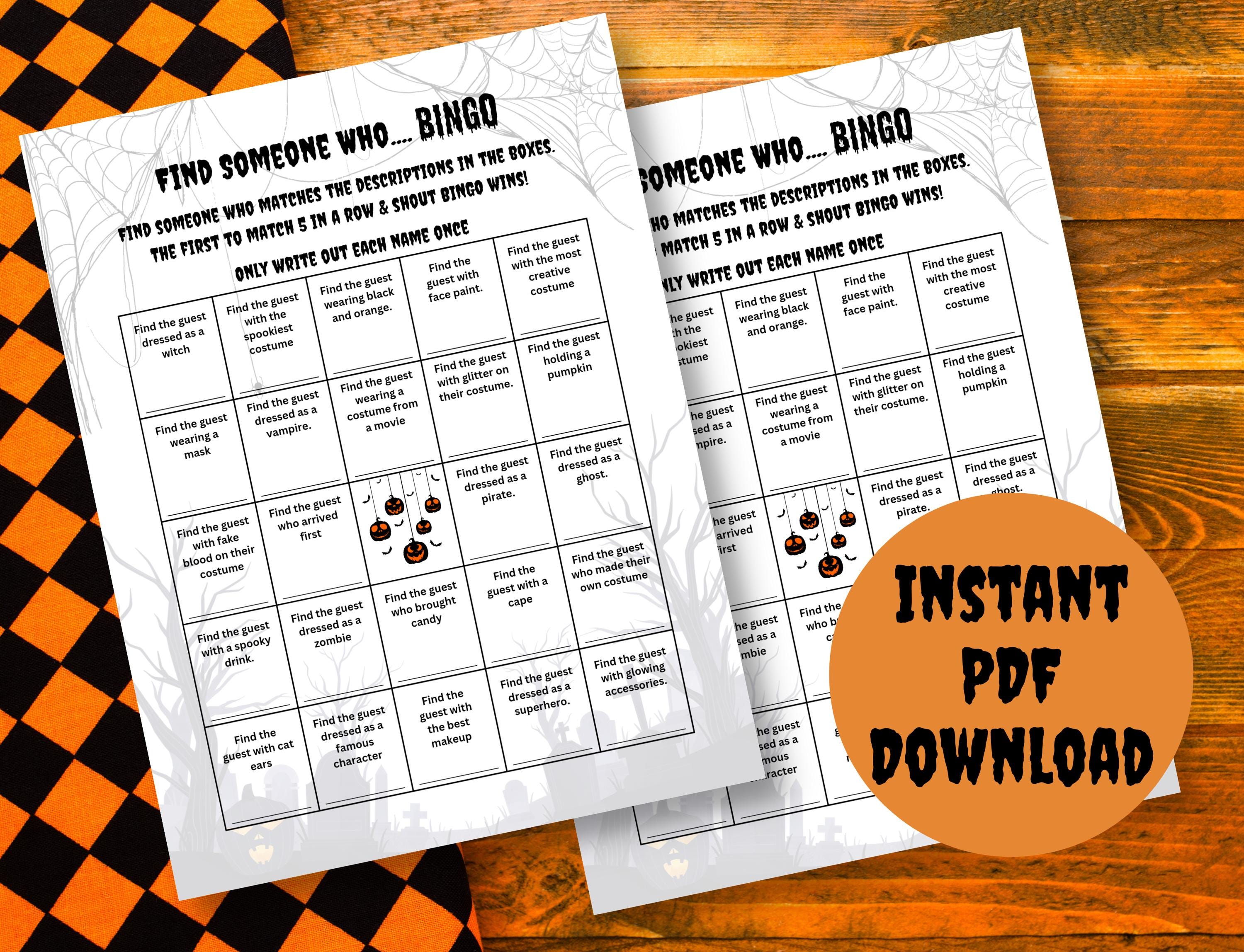 Halloween Find the Guest BINGO, Halloween Printable Game, Party Game ...