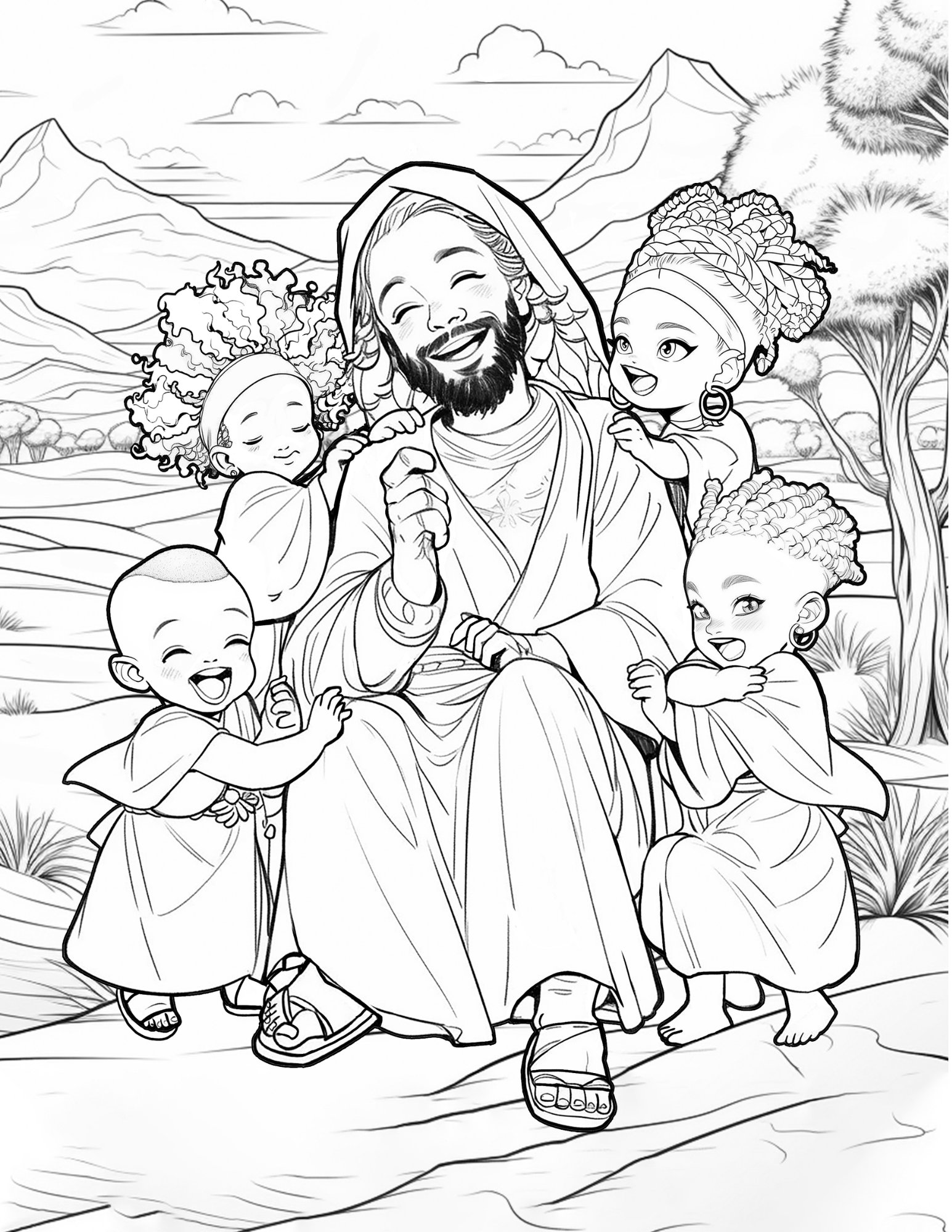 50 Beautiful Black Christian Kids, Praying African American Coloring ...