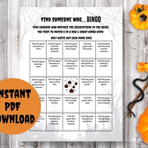 Halloween Find the Guest BINGO, Halloween Printable Game, Party Game ...