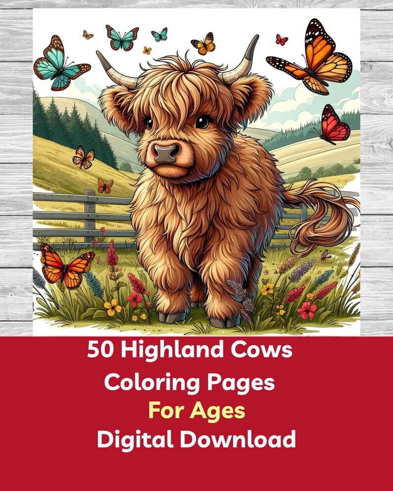 Highland Coloring Book, Digital Instant Download, Scottish Cow ...