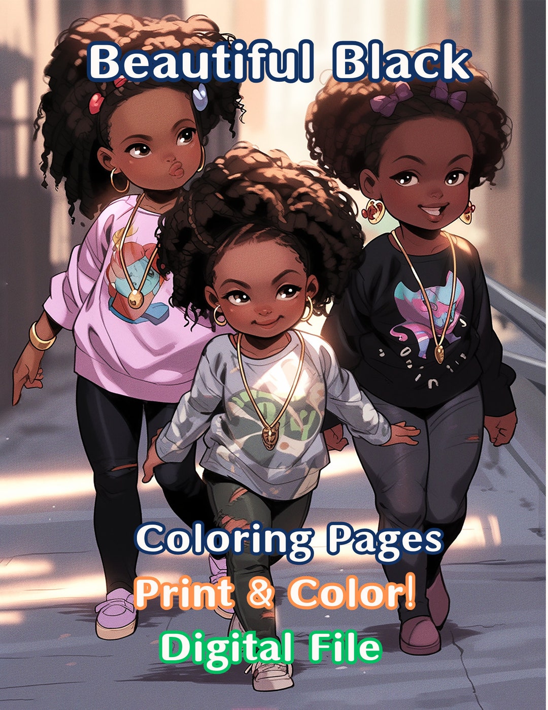 50 Cute Black Kids Coloring Pages, Beautiful African American Coloring ...