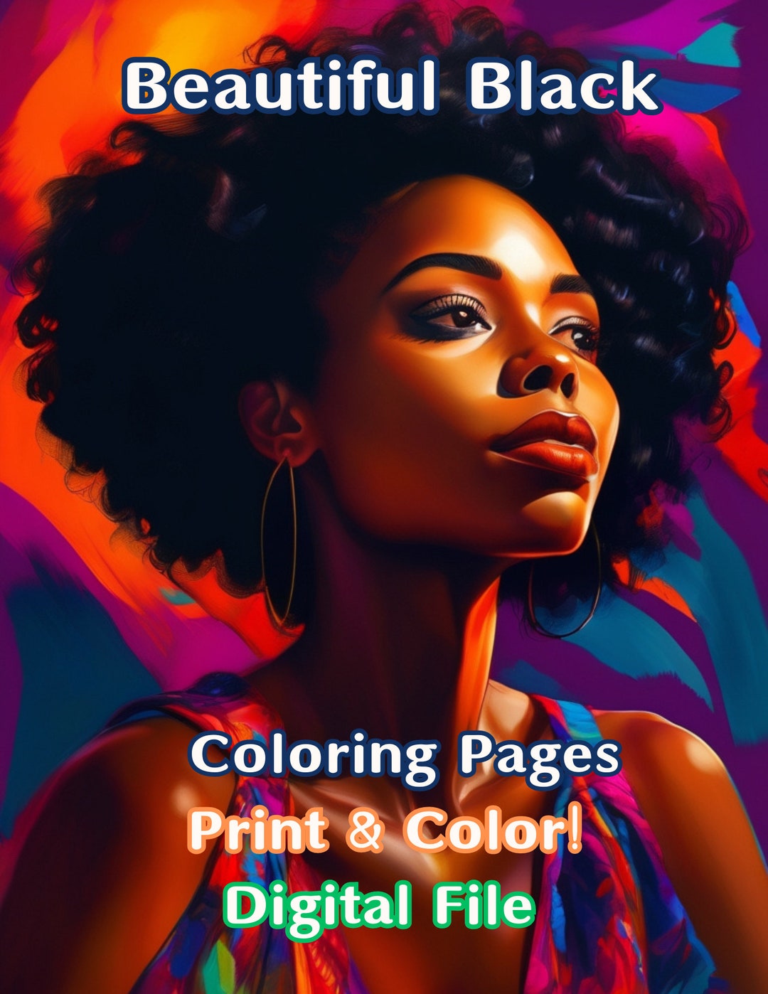 50 Gorgeous Black Women Coloring Pages, African American Coloring Book ...