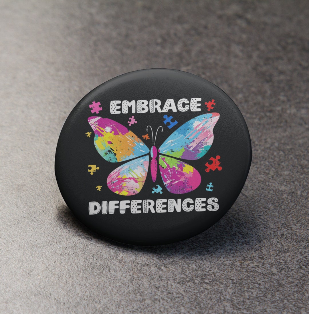 Autism Awareness Pin: Neurodiversity Butterfly Button - Etsy