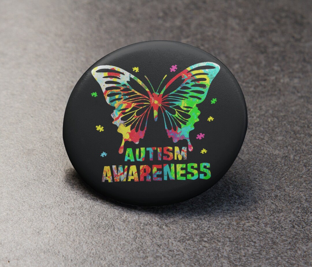 Autism Awareness Butterfly Pin Button Support Neurodiversity With ...
