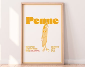 Eat Pasta Run Fasta Pasta Poster, Food Print, Modern Kitchen Decor ...