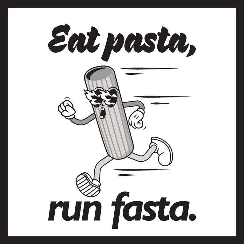 Eat Pasta Run Fasta | Pasta Poster, Food Print, Modern Kitchen Decor ...