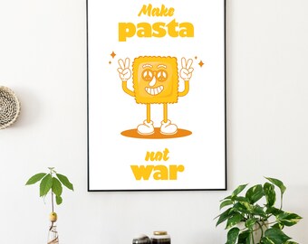 Eat Pasta Run Fasta Pasta Poster, Food Print, Modern Kitchen Decor ...