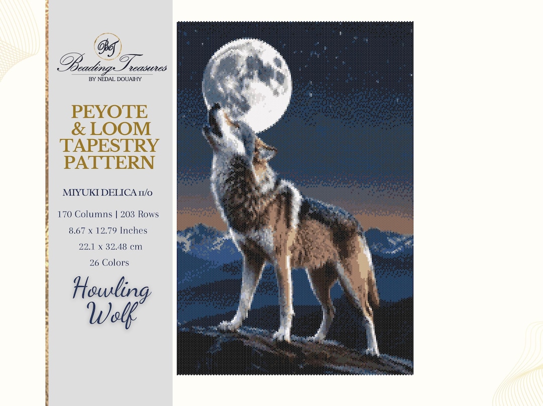 HOWLING WOLF | Peyote Tapestry Pattern, Loom Tapestry Pattern, Even ...