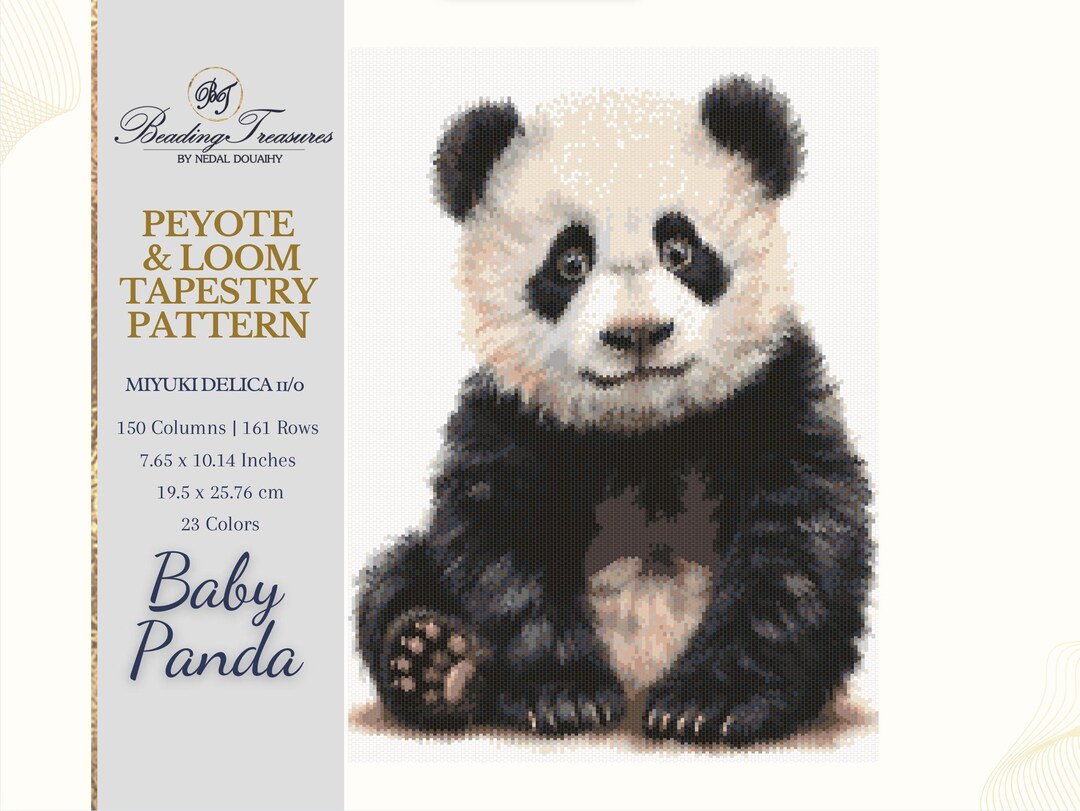 BABY PANDA | Peyote Tapestry Pattern, Loom Tapestry Pattern, Even Count ...