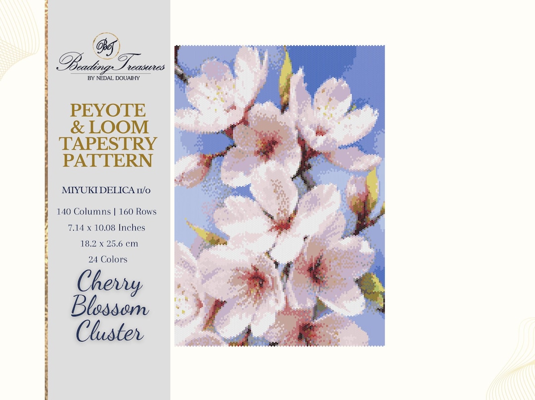 CHERRY BLOSSOM CLUSTER | Peyote Tapestry Pattern, Loom Tapestry Pattern ...