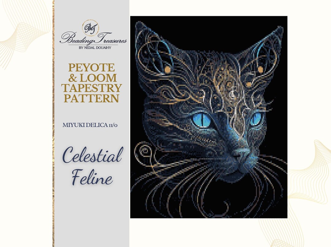 CELESTIAL FELINE | Peyote Tapestry Pattern, Loom Tapestry Pattern, Even ...