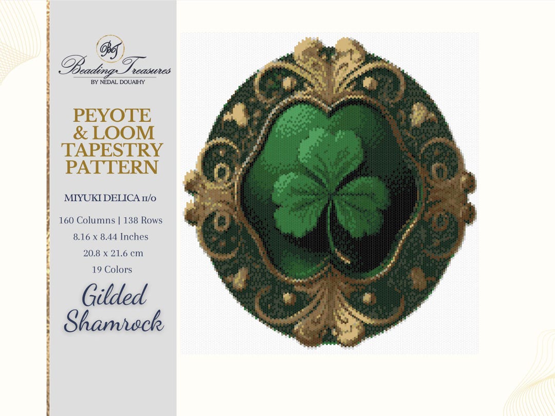 GILDED SHAMROCK |peyote Tapestry Pattern, Loom Tapestry Pattern, Even ...