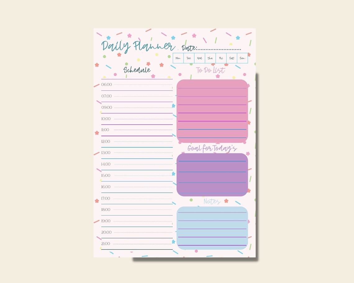 Daily Planner Printable Daily Planner Digital PDF Instant Download to ...